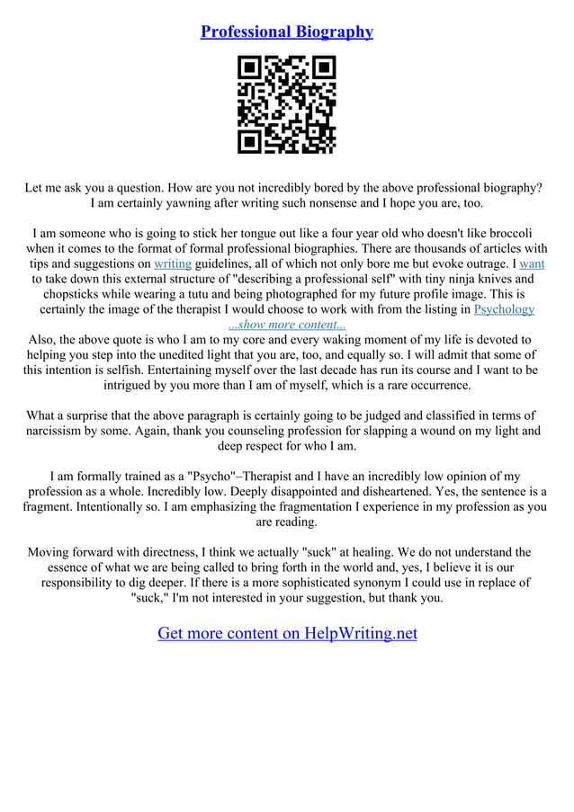 Sample Biography Essay | PDF