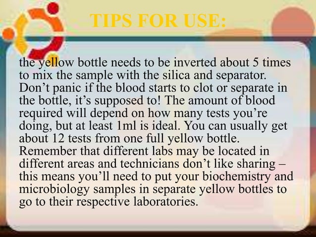 Sample bottles. | PPTX | Blood Disorders | Diseases and Conditions