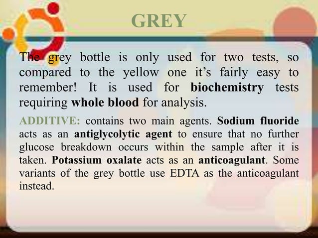 Sample bottles. | PPTX | Blood Disorders | Diseases and Conditions