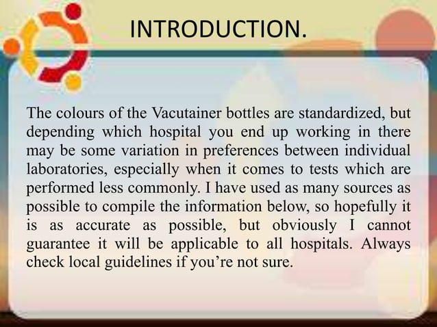 Sample bottles. | PPTX | Blood Disorders | Diseases and Conditions