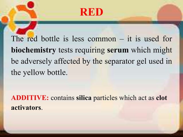 Sample bottles. | PPTX | Blood Disorders | Diseases and Conditions