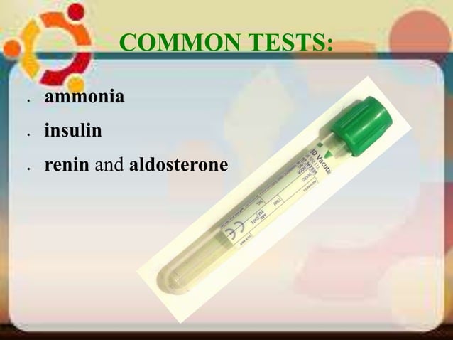 Sample bottles. | PPTX | Blood Disorders | Diseases and Conditions