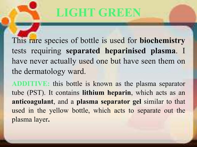 Sample bottles. | PPTX | Blood Disorders | Diseases and Conditions