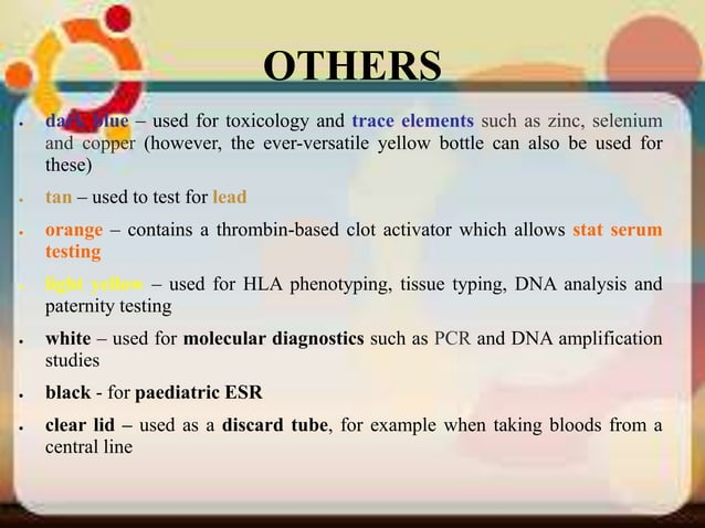 Sample bottles. | PPTX | Blood Disorders | Diseases and Conditions