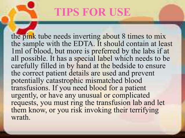 Sample bottles. | PPTX | Blood Disorders | Diseases and Conditions