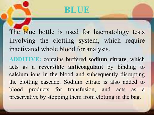 Sample bottles. | PPTX | Blood Disorders | Diseases and Conditions