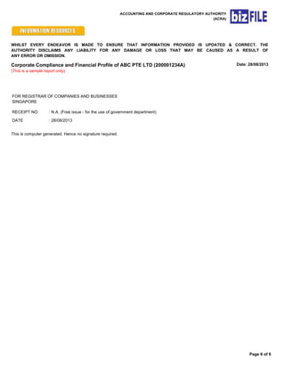 SIngapore ACRA : Sample bp cert(5) & ccfp(6) | PDF