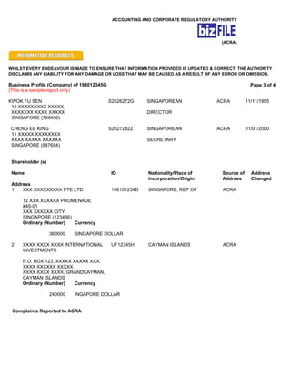 SIngapore ACRA : Sample bp cert(5) & ccfp(6) | PDF