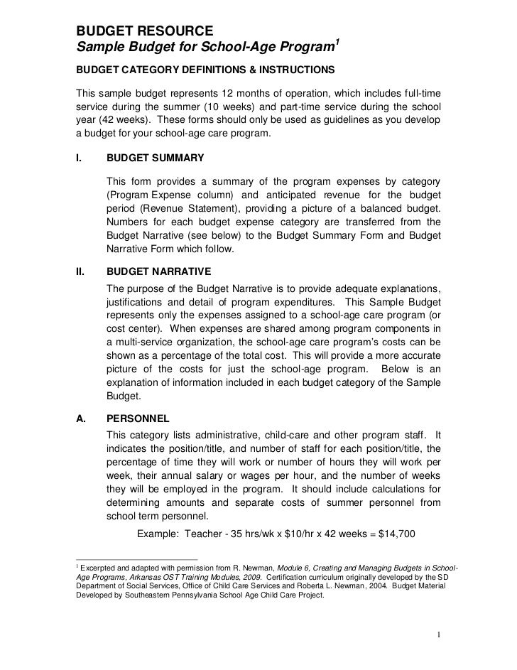 Sample Budget Narrative For Non Profit Sample P Sample Budget Narrative For Non Profit Sample P