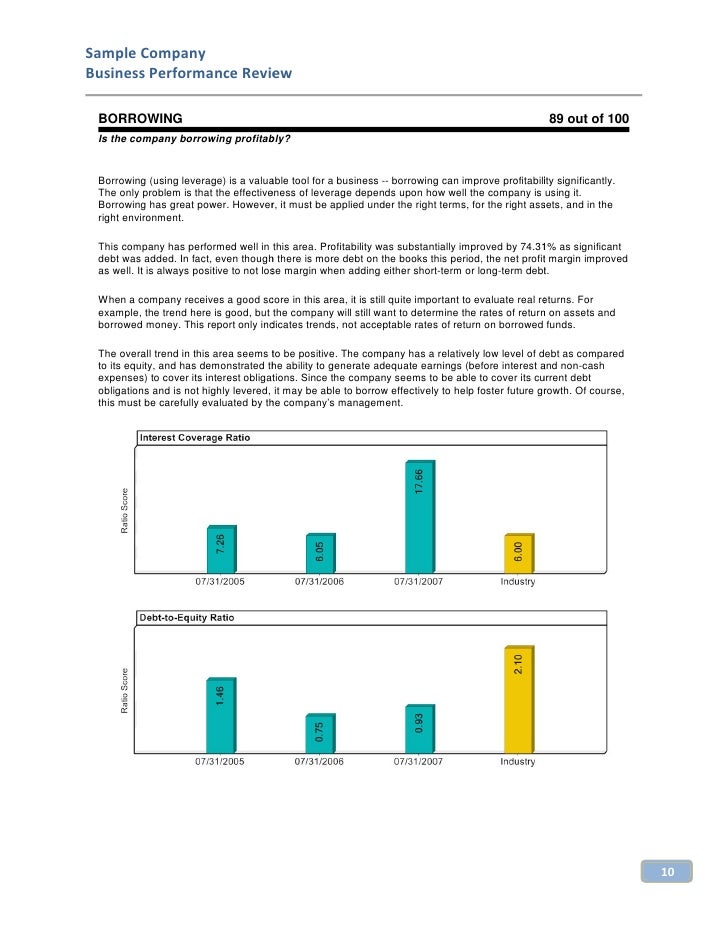 Sample Business Performance Review 2 2009 3