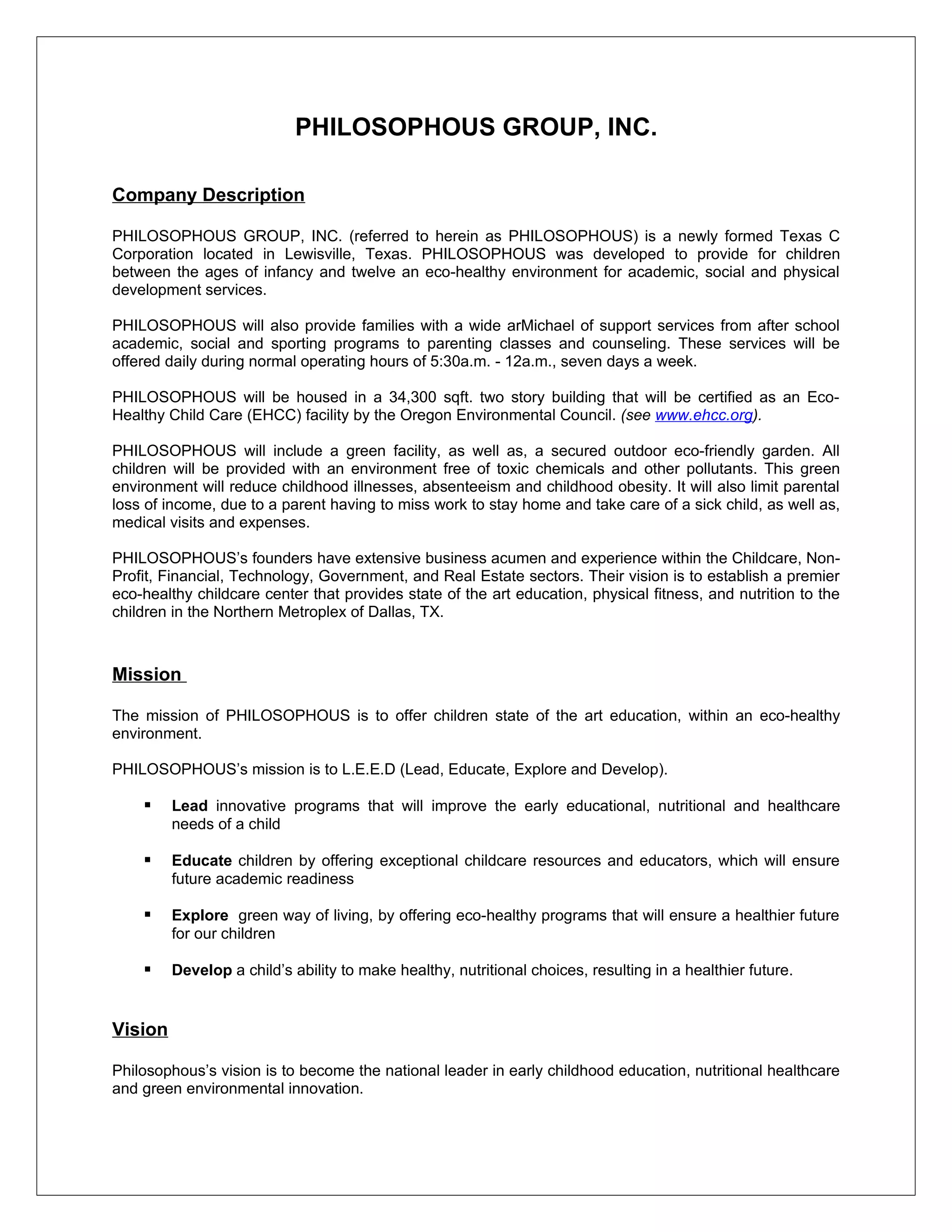 Sample Business Plan Synopsis | DOC