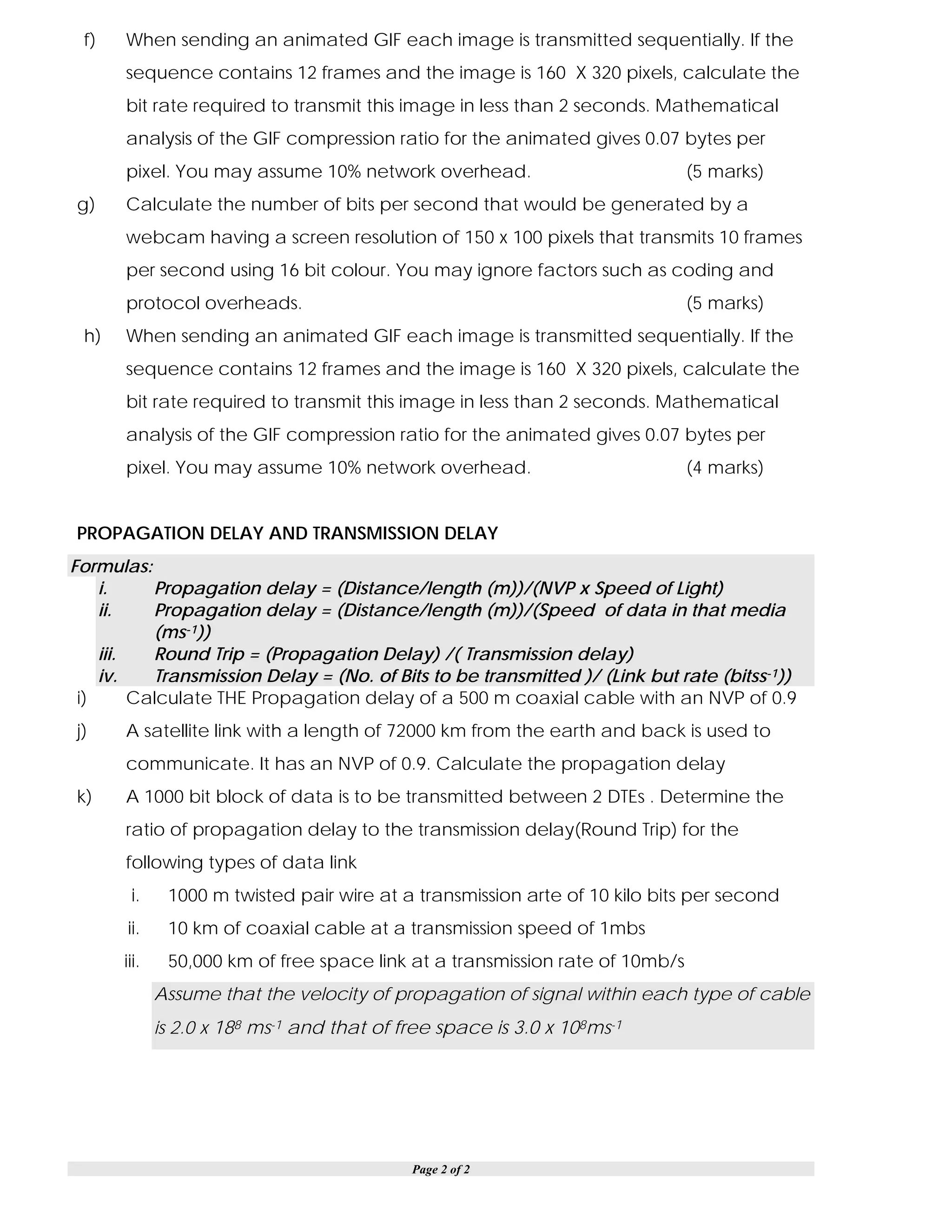 Sample calculation questions in data communications (1) | PDF