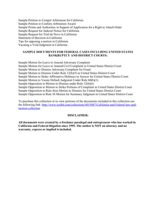 Sample california and federal law and motion documents at 80% off! | DOC