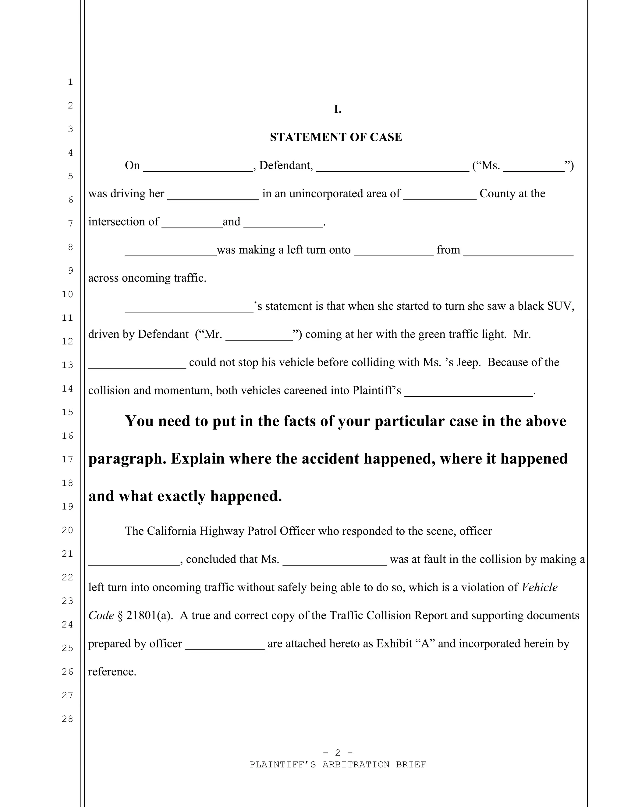 Sample California arbitration brief | DOC