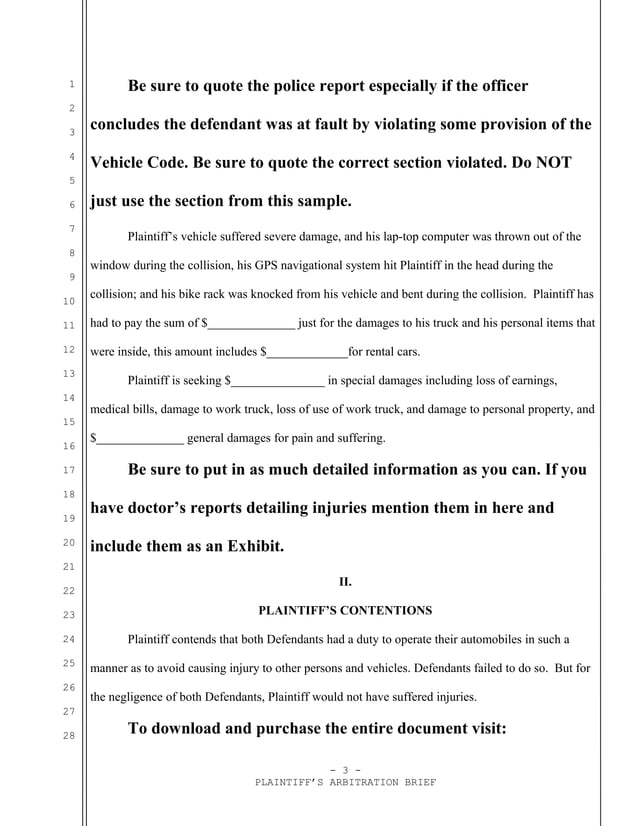 Sample California arbitration brief | DOC
