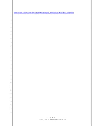 Sample California arbitration brief | DOC