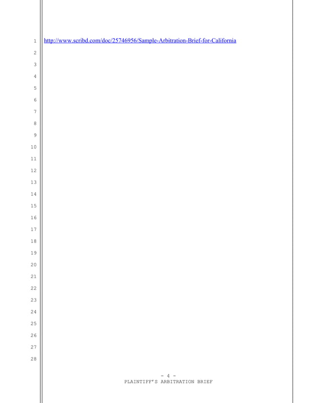 Sample California arbitration brief | DOC