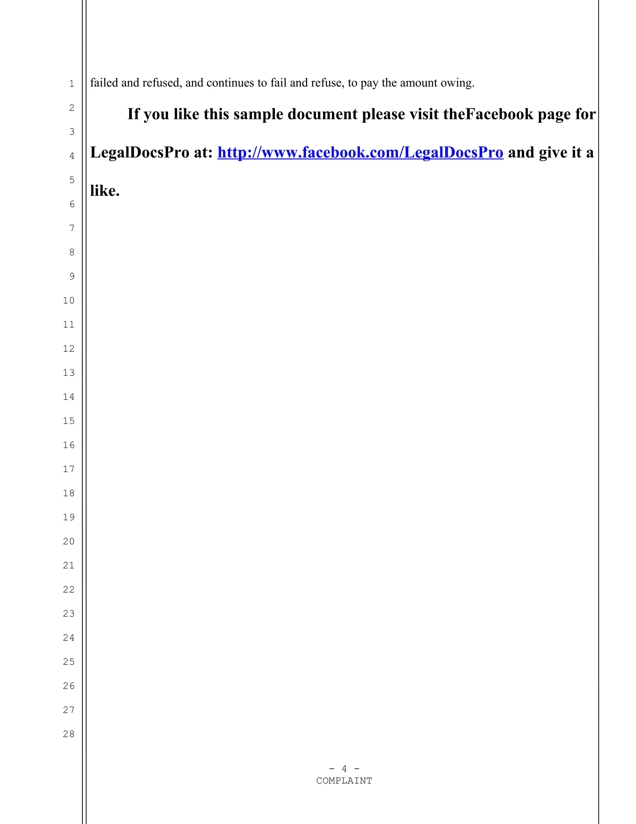 Sample California complaint for breach of contract and common counts | DOC