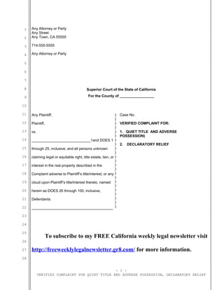 Legal Complaint Sample