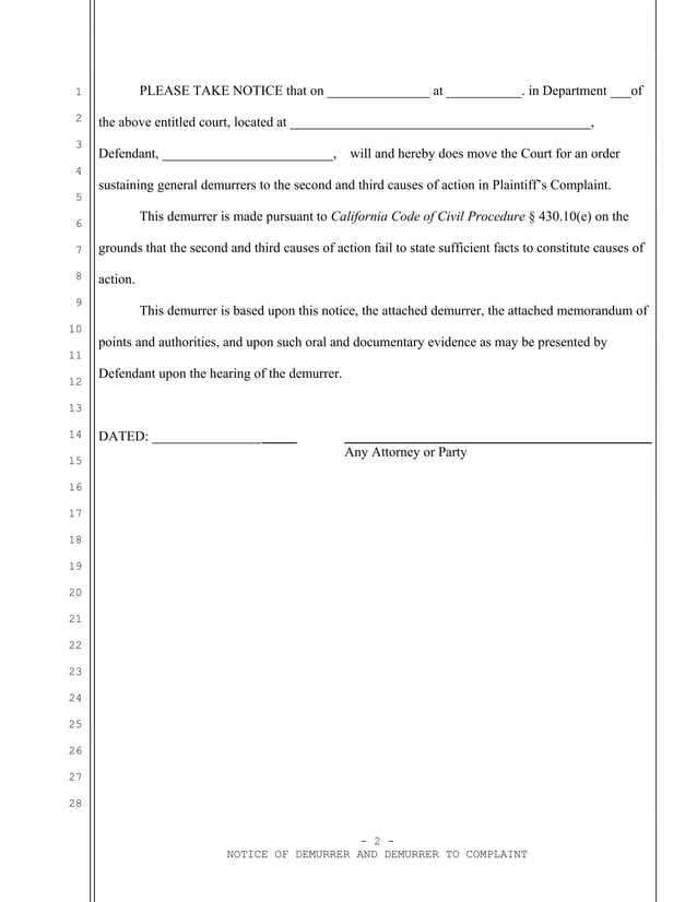 Sample california demurrer to fraud complaint | PDF
