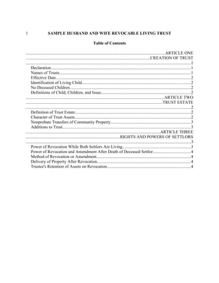 Sample California revocable living trust with spendthrift provision | DOC