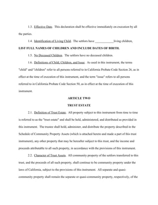 Sample California revocable living trust with spendthrift provision | DOC