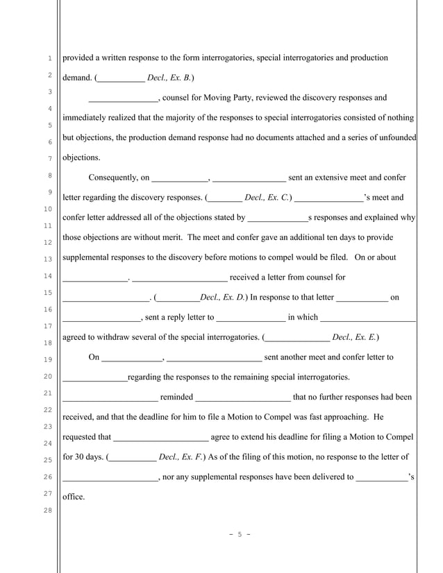 Sample California motion to compel further responses to special ...