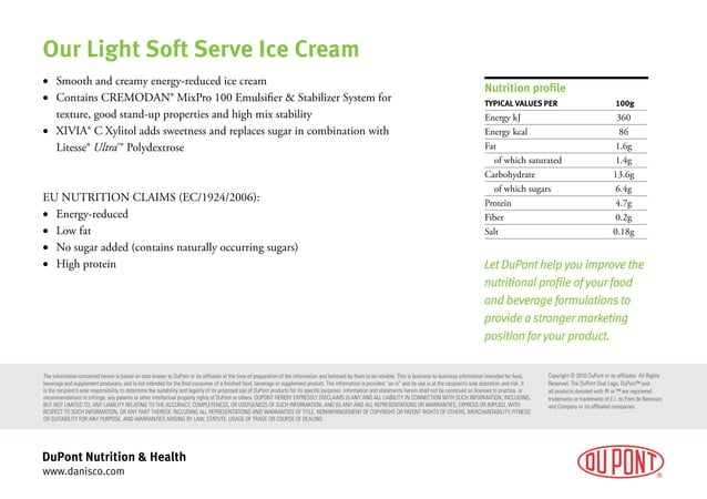 Light Soft Serve Ice Cream - CREMODAN® MixPro | Sample card | PPT