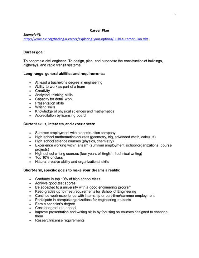 Sample career plan | DOCX | Resume Writing and Advice | Job Search