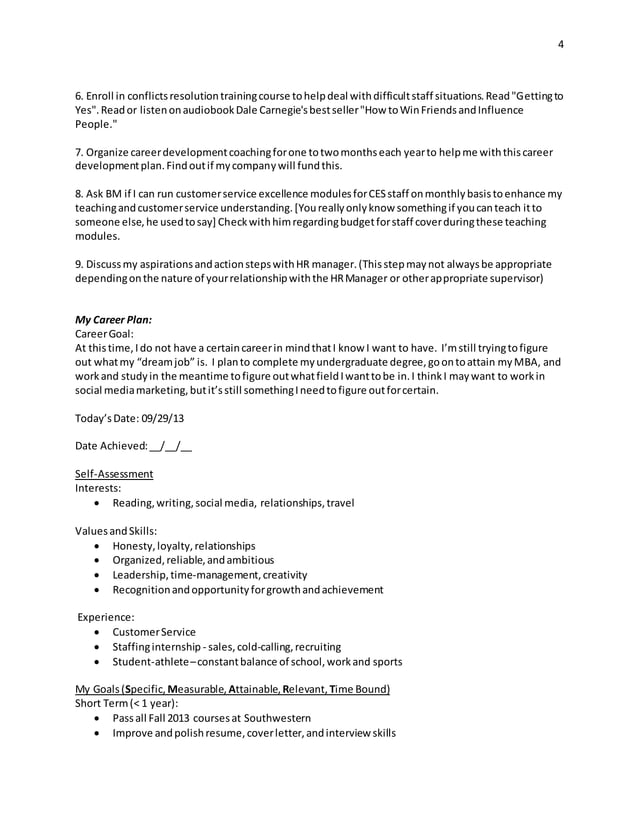 Sample career plan | DOCX | Resume Writing and Advice | Job Search