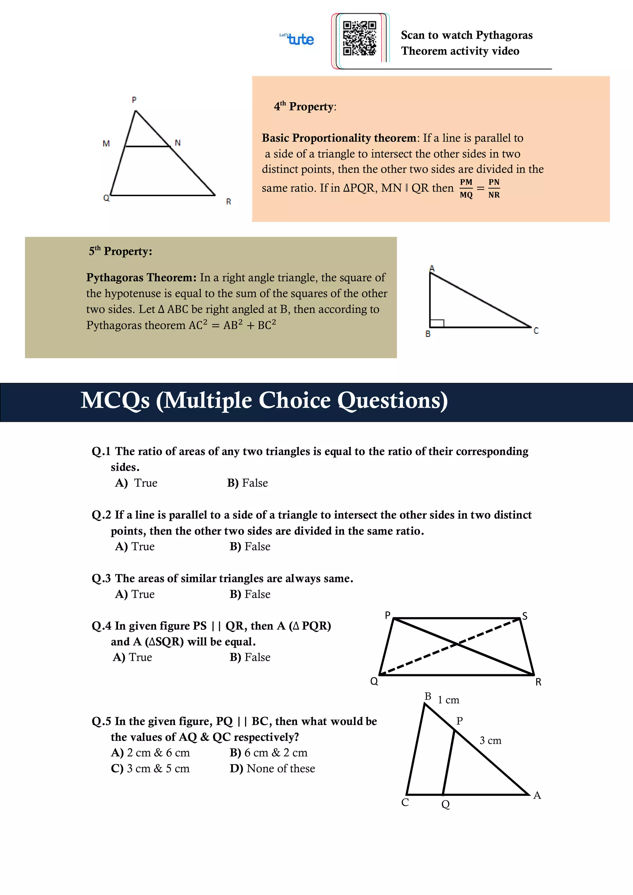 Triangles For Class 10 CBSE NCERT | PDF