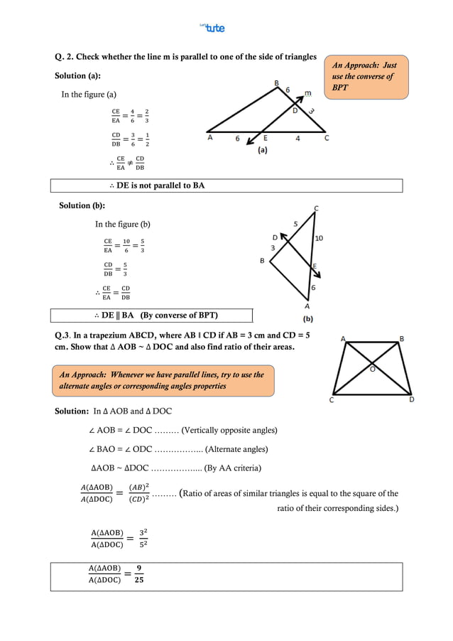 Triangles For Class 10 CBSE NCERT | PDF