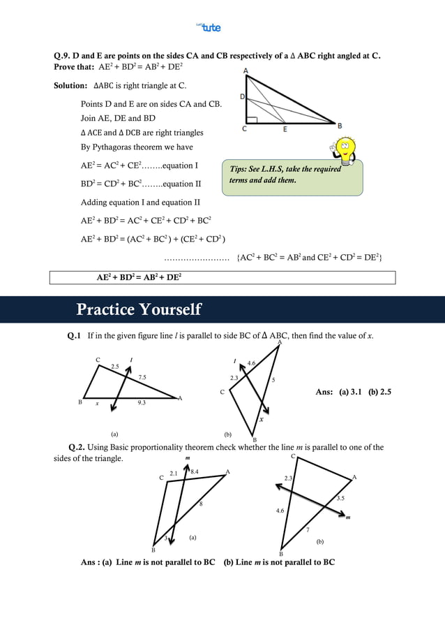 Triangles For Class 10 CBSE NCERT | PDF