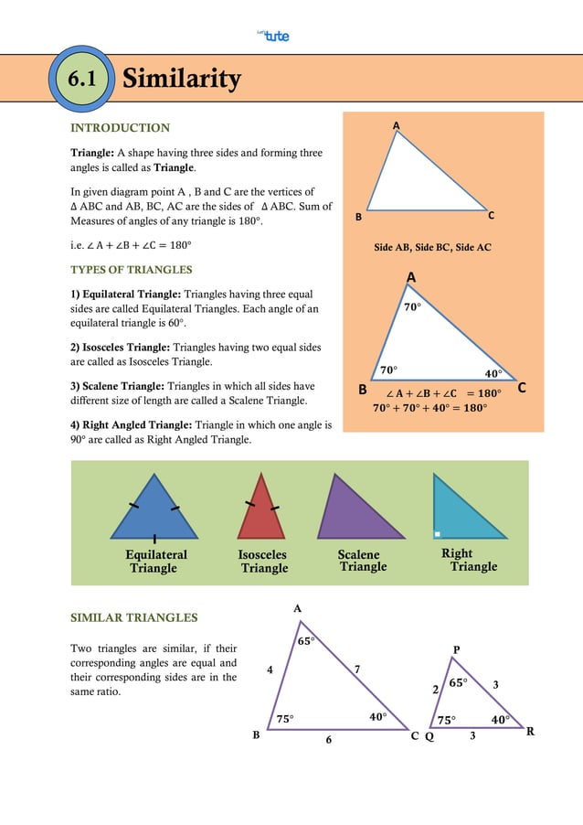 Triangles For Class 10 CBSE NCERT Triangles For Class 10 CBSE NCERT