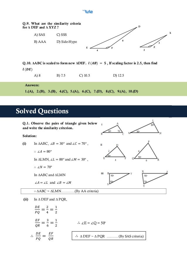 Triangles For Class 10 CBSE NCERT