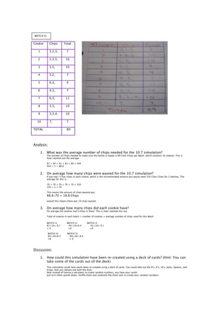Sample Choc Chip Simulation Report Writing | PDF