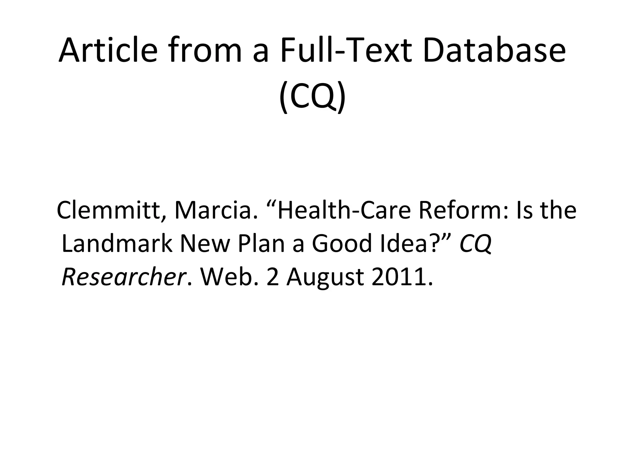 Sample citations in mla style esl class | PPT