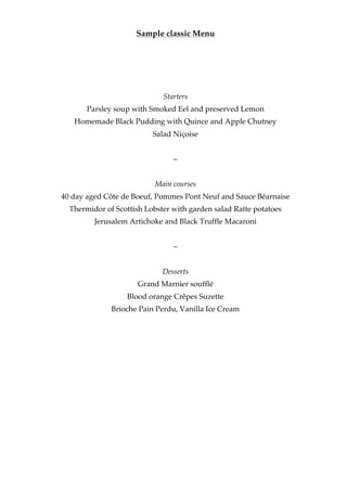 Sample Classic menu | PDF