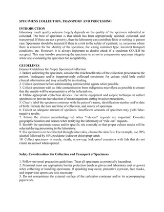 SAMPLE COLLECTION.docx | Infectious Diseases | Diseases and Conditions