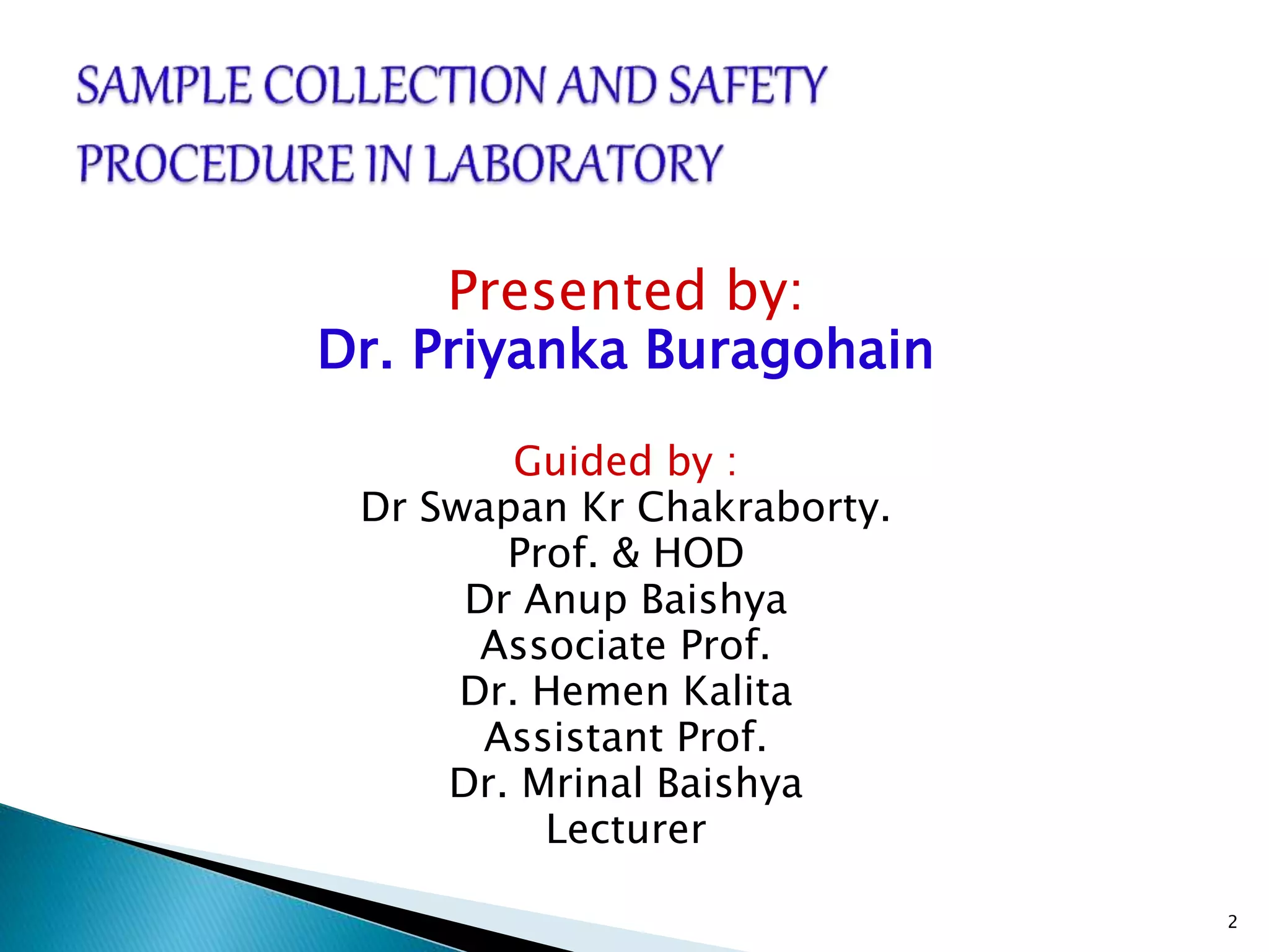 Sample collection and safety procedure in laboratory | PPTX