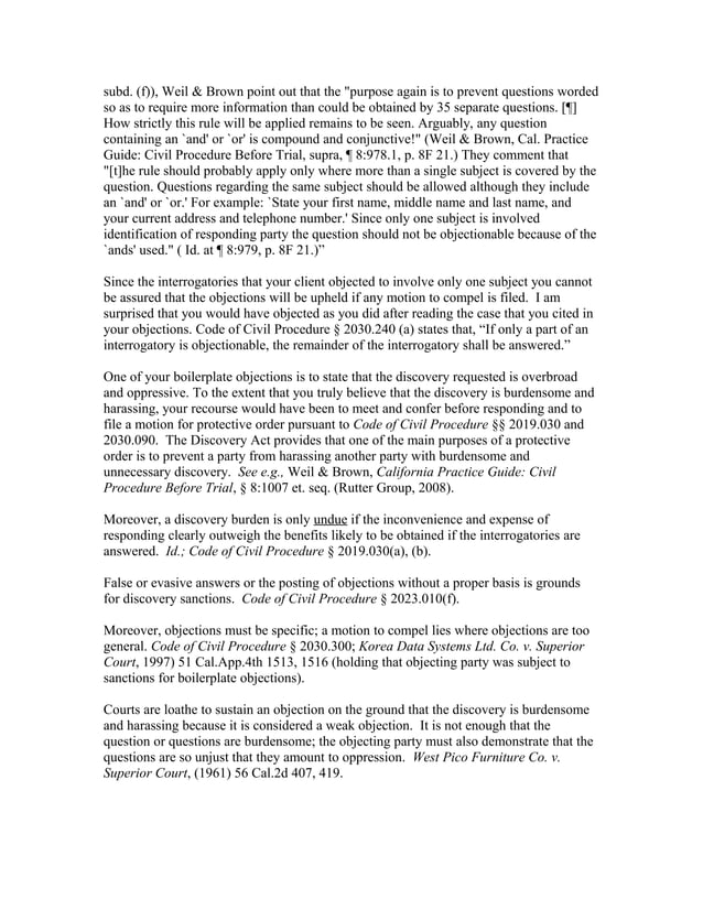 Sample collection of meet and confer letters for discovery in california | DOC