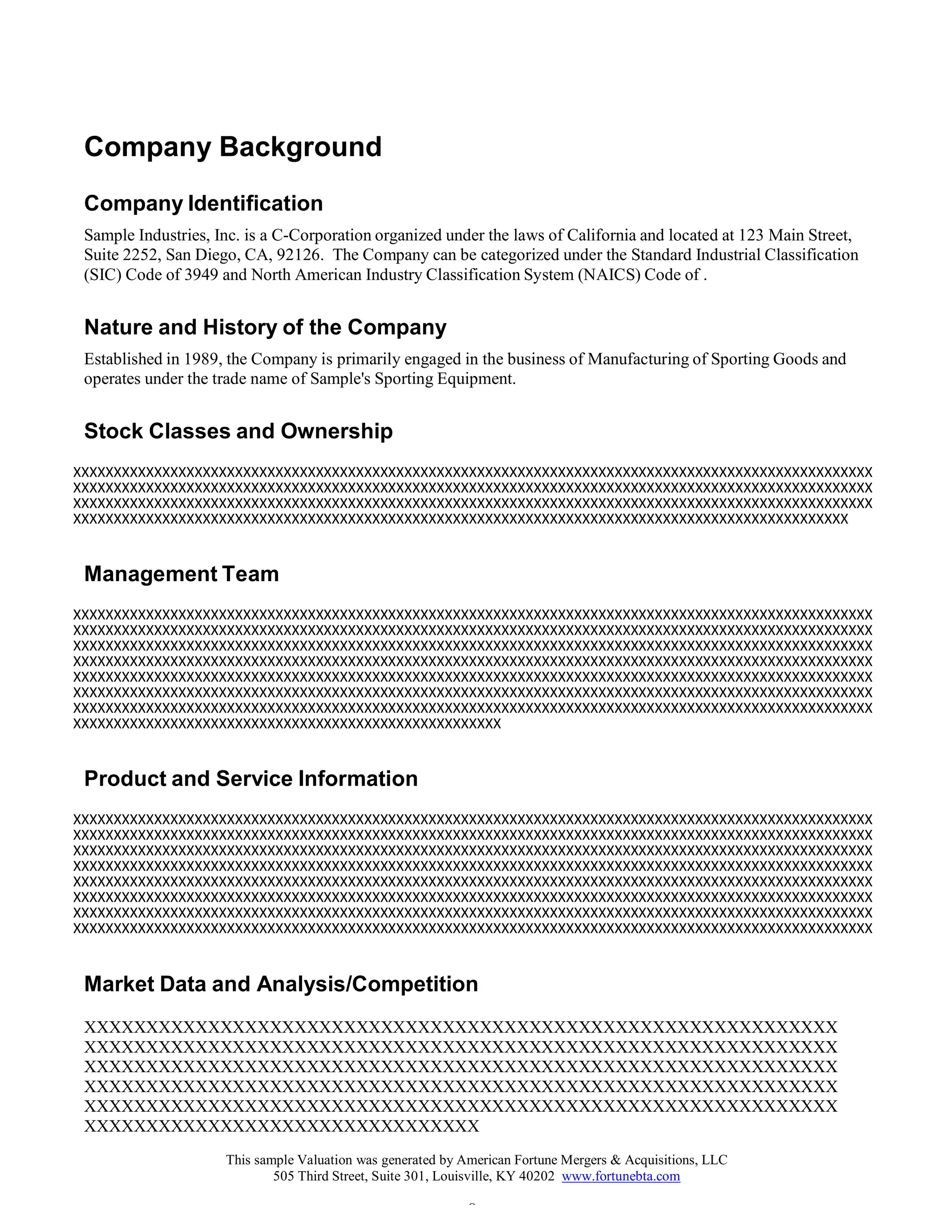 Comprehensive Business Valuation Sample | PDF