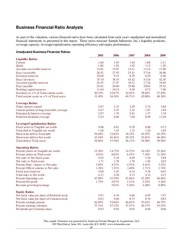 Comprehensive Business Valuation Sample