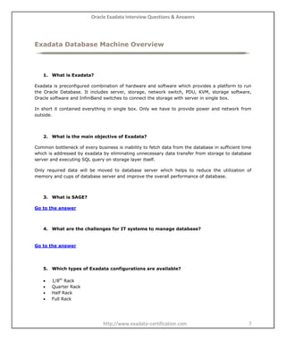 Oracle Exadata Interview Questions and Answers | PDF