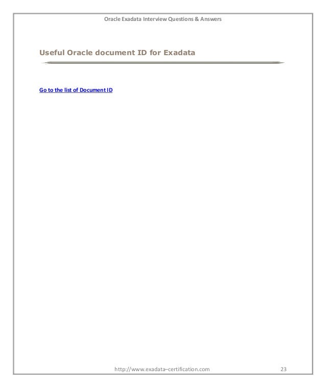 Oracle Exadata Interview Questions and Answers
