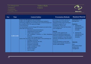 Sample cost control training proposal | PDF