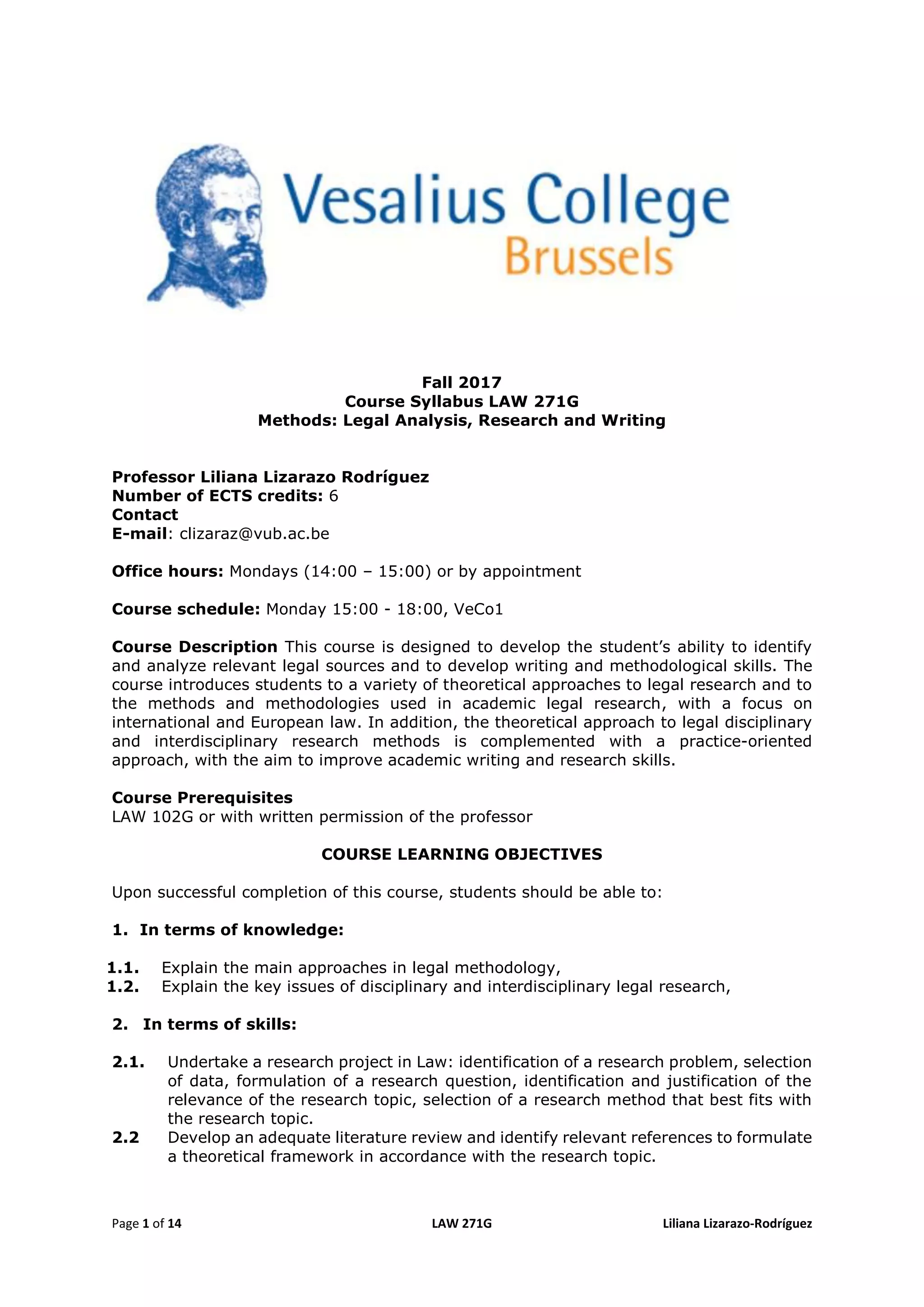 Sample course handout for research methodology | PDF