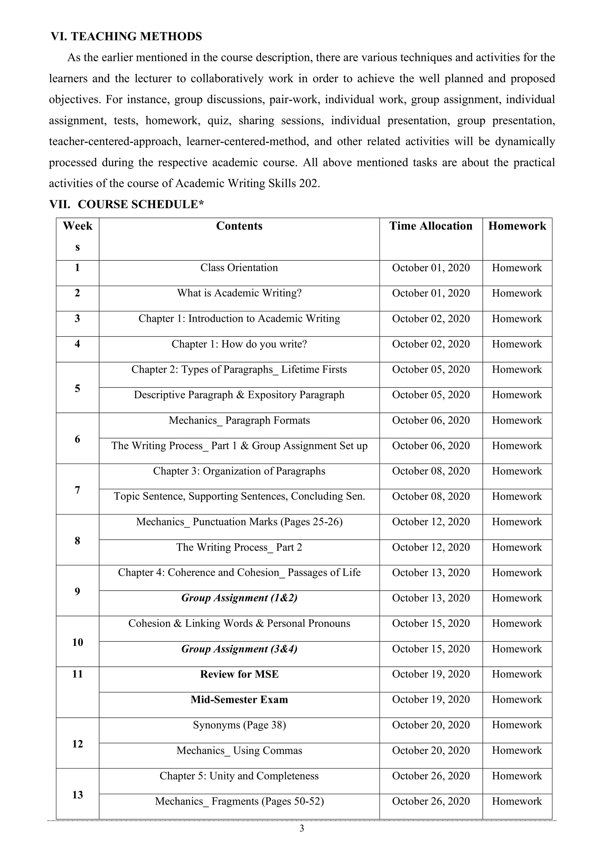 Sample Course Syllabus | PDF