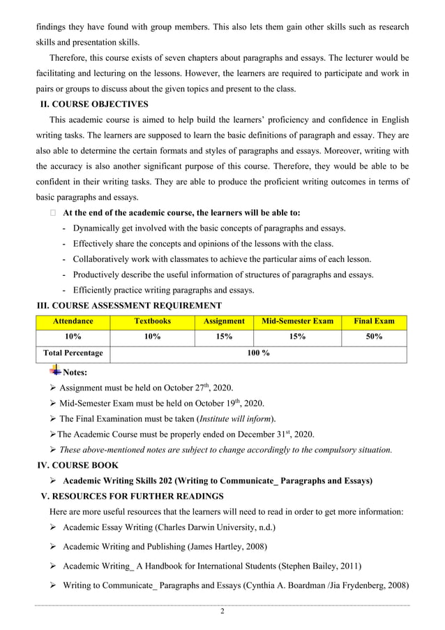 Sample Course Syllabus | PDF