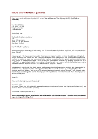 Sample cover letter format guidelines | PDF
